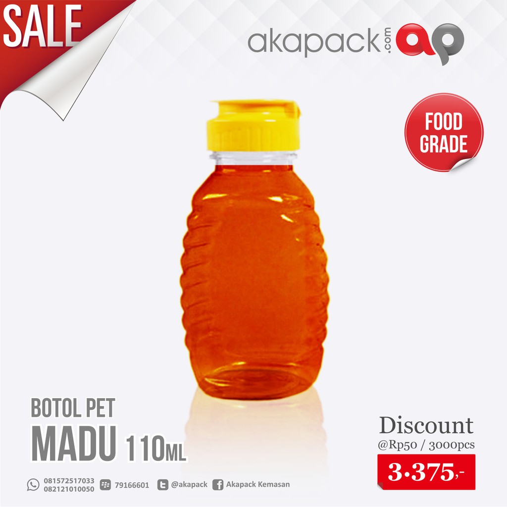 Jual BOTOL MADU 110ML TJ BAHAN PET CLEAR | Shopee Indonesia