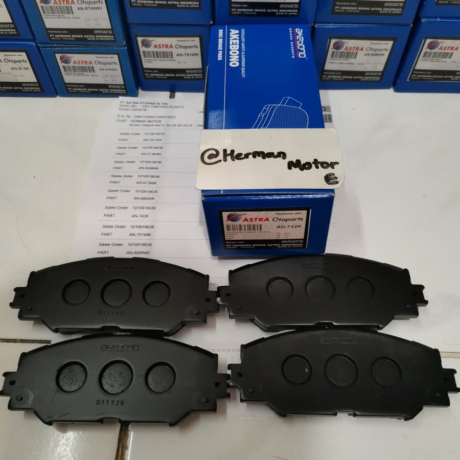 Jual Kampas rem depan Brake Pad Akebono AN-742k Toyota Sienta NAV1 Voxy Noah, New Corolla Altis ...