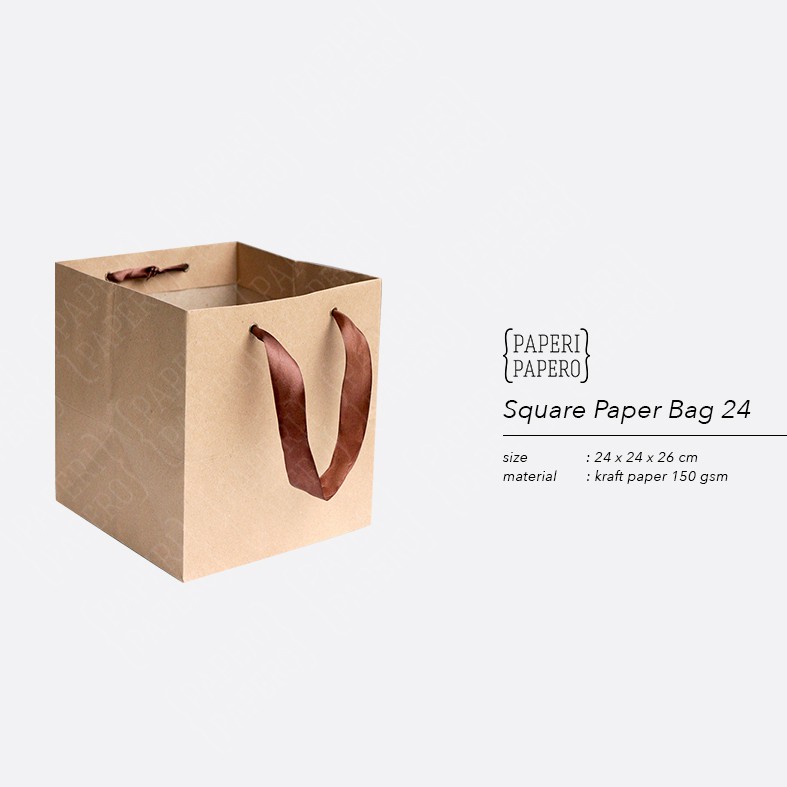 Jual Square Paper Bag / Shopping Bag Coklat untuk Box Kue - 24x24x26 cm ...