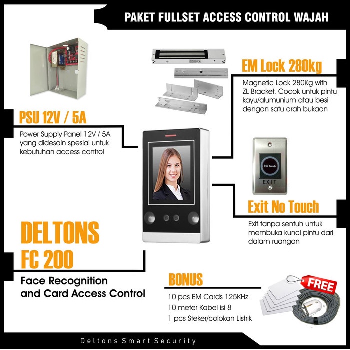 Jual COD Face Recognition Access Control Akses Door Wajah Touchless ...