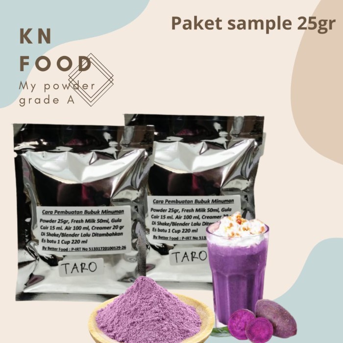 Jual ( 25 Gr ) PAKET SAMPEL KEMASAN SACHET TARO MY POWDER GRADE A ...