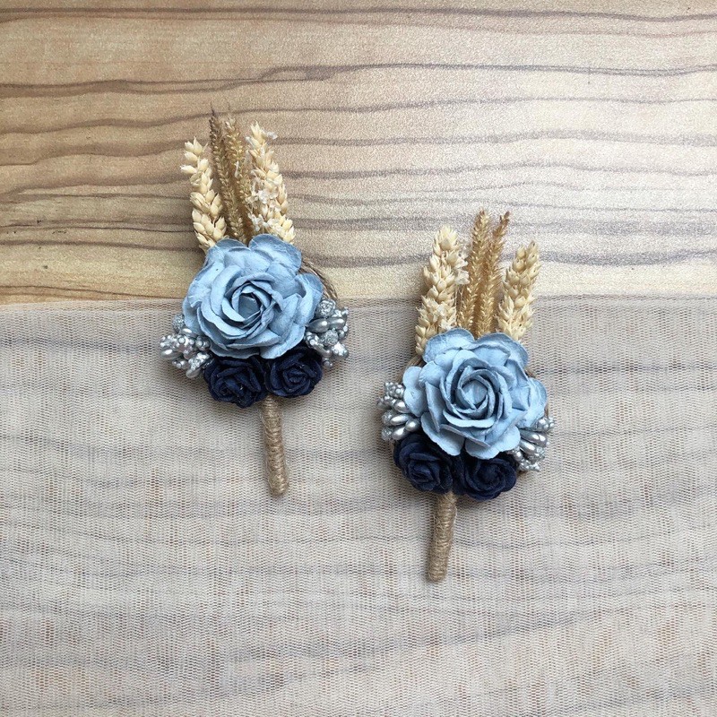 Jual Pin Jas / Boutonniere Rustic Bunga Biru Muda dan Navy | Shopee ...