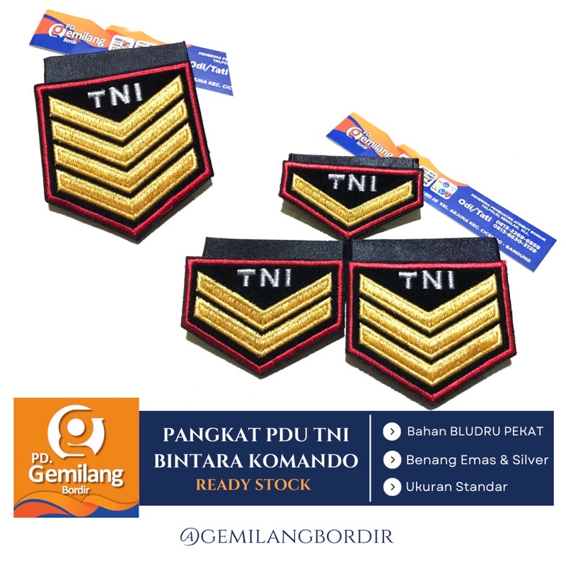 Jual PANGKAT PDU TNI BINTARA KOMANDO/LIS MERAH [sepasang] | Pangkat ...