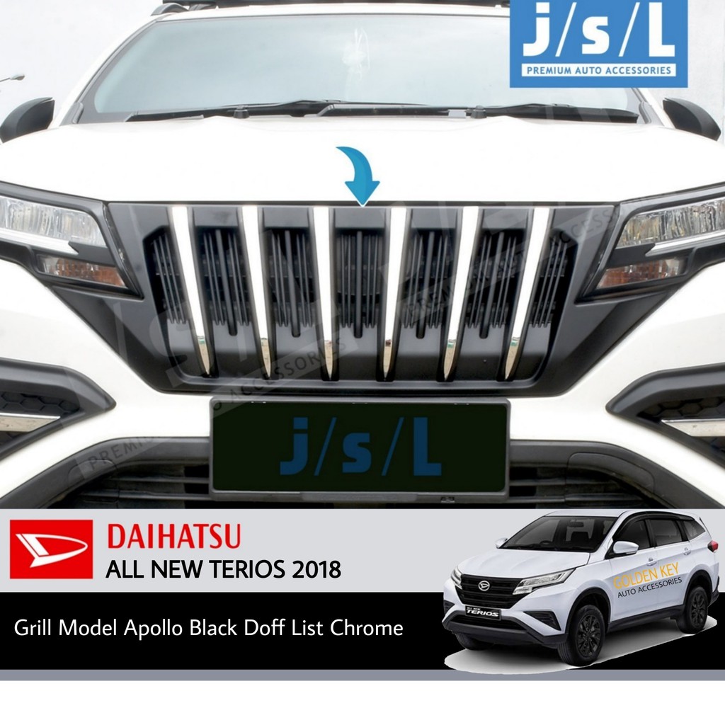 Jual JSL Grill Apollo All New Terios 2018 Front Grille Model Apollo Black Doff List Chrome ...