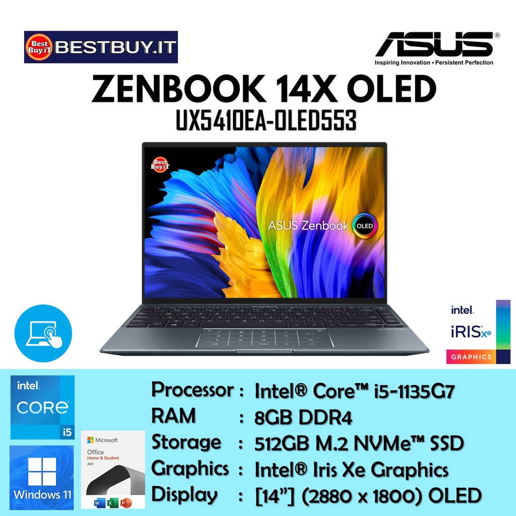 Jual ASUS ZENBOOK 14X OLED UX5401EA i5-1135G7 8G SSD 512GB 14" 2.8K W11 OHS | Shopee Indonesia