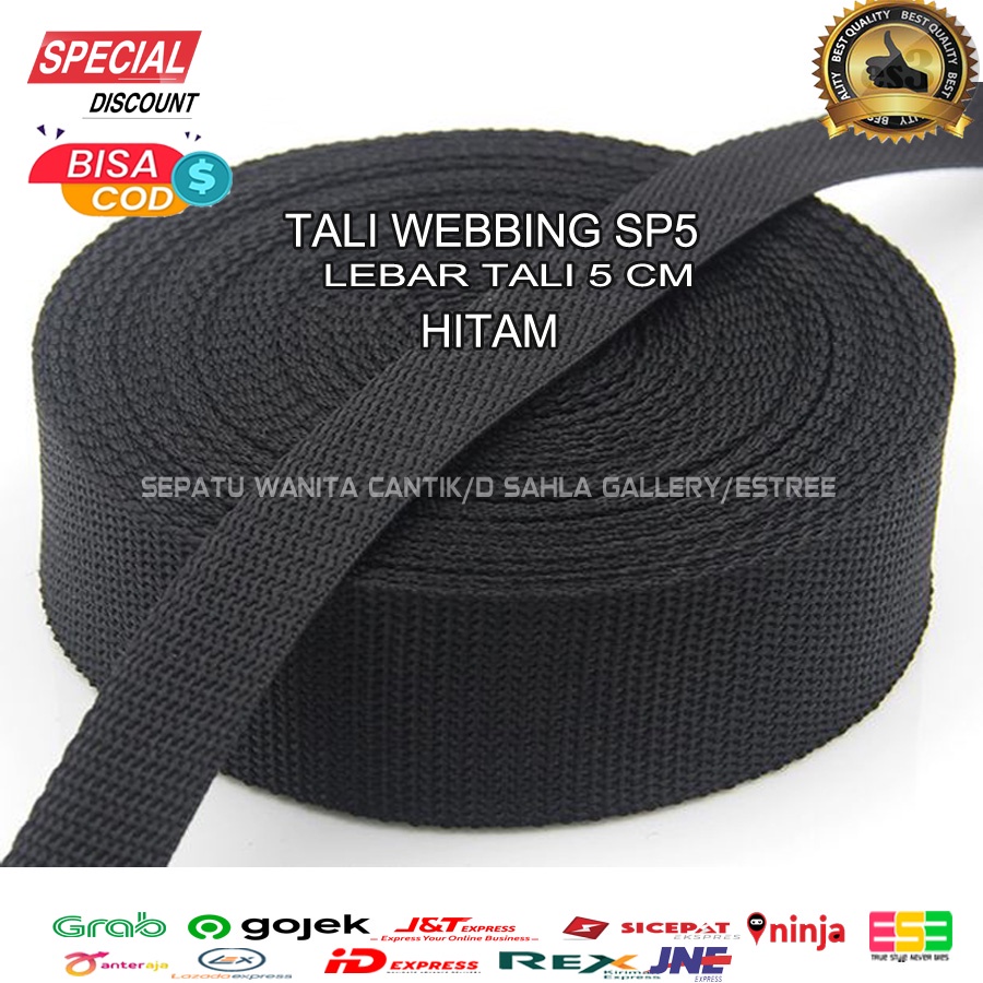 Jual Tali Webbing 5cm Tabular Tas Bisban Sling Strap SP5 Hitam Roll ...