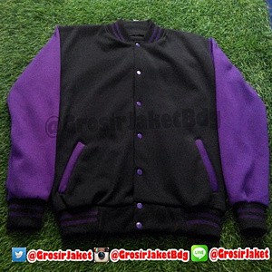 Jual Jaket Varsity/Baseball Polos Hitam Ungu | Shopee Indonesia