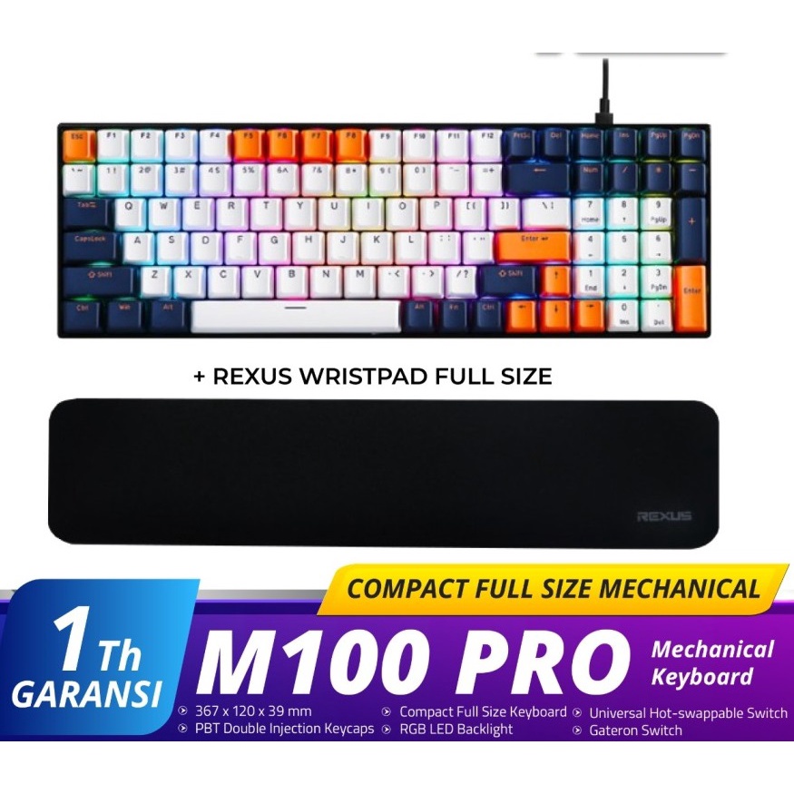 Jual Rexus Daxa M100 Compact Full Size Mechanical - Gaming Keyboard M ...