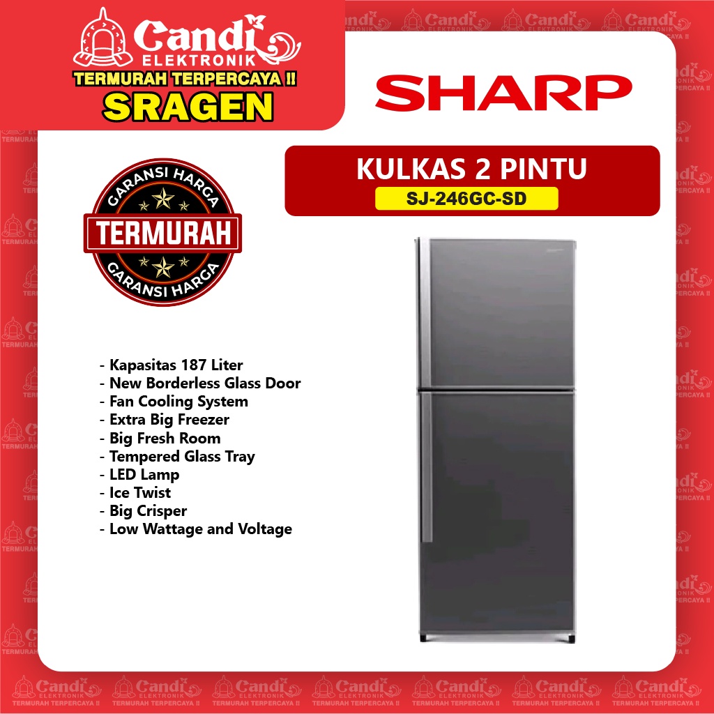 Jual SHARP Kulkas 2 Pintu 205 Liter -SJ-246GC-SD | Shopee Indonesia