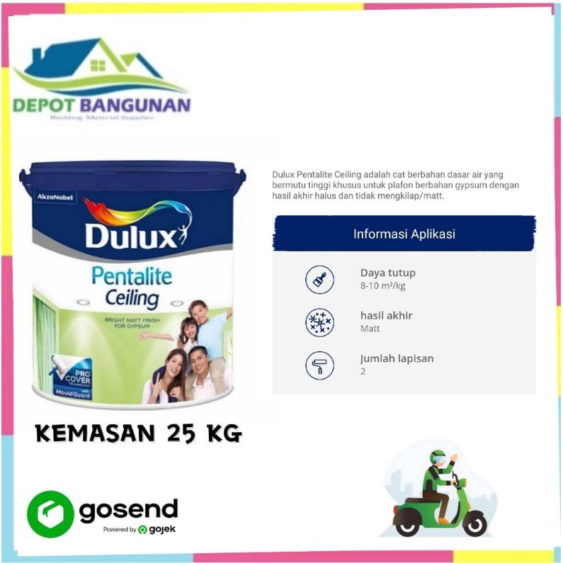 Jual Cat Plafon Cat Gypsum Cat Dulux Pentalite Ceiling. Matt White 25 ...