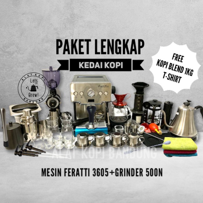 Jual PAKET LENGKAP USAHA KEDAI KOPI MESIN FERATTI FERRO FCM 3605 ...