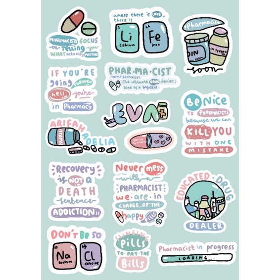 Jual [15 pcs] STIKER FARMASI / PHARMACY LUCU MURAH KERTAS STIKER GLOSSY ...
