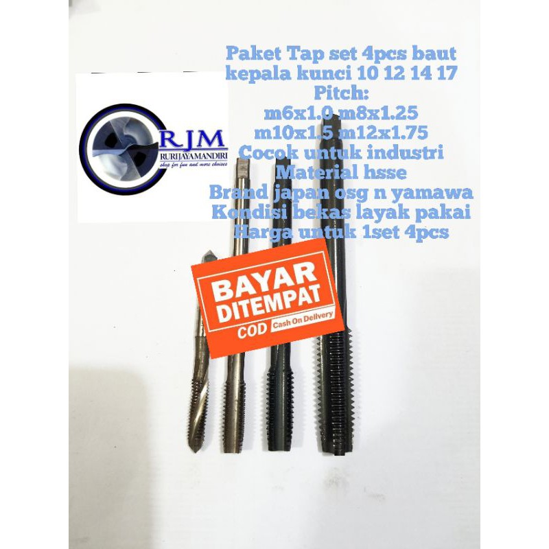 Jual Paket set 4pcs tap baut kepala kunci 10 12 14 17 m6 m8 m10 m12 japan yamawa osg Cocok untuk ...