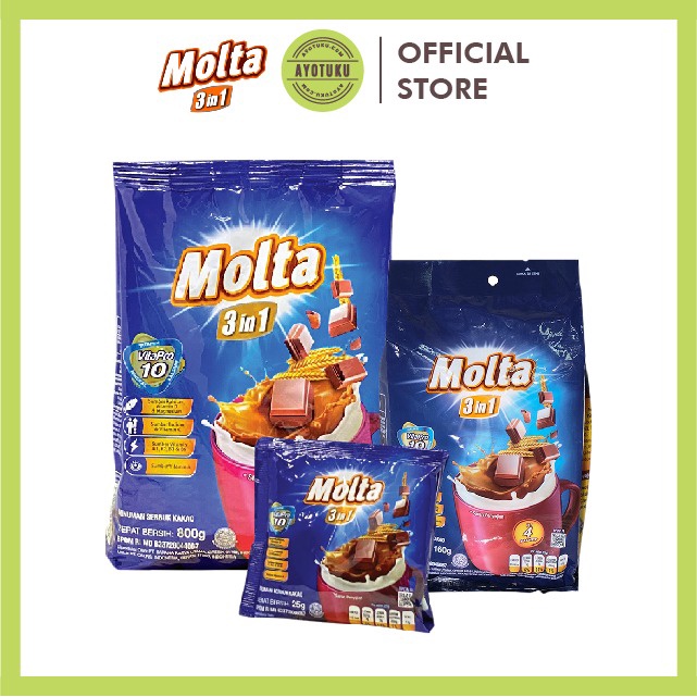Jual MOLTA 3 IN 1 MINUMAN SUSU COKLAT MALT/COKLAT BUBUK/INI BUKAN MILO ...