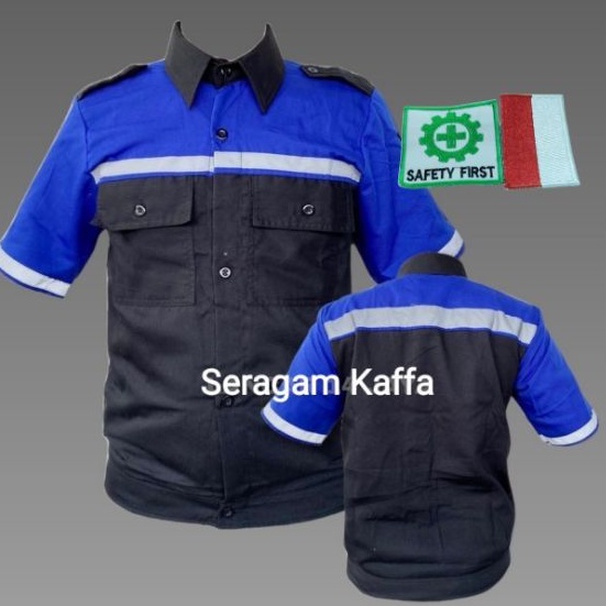 Jual Wearpack Safety Seragam Kerja bengkel kombinasi lengan pendek Biru ...