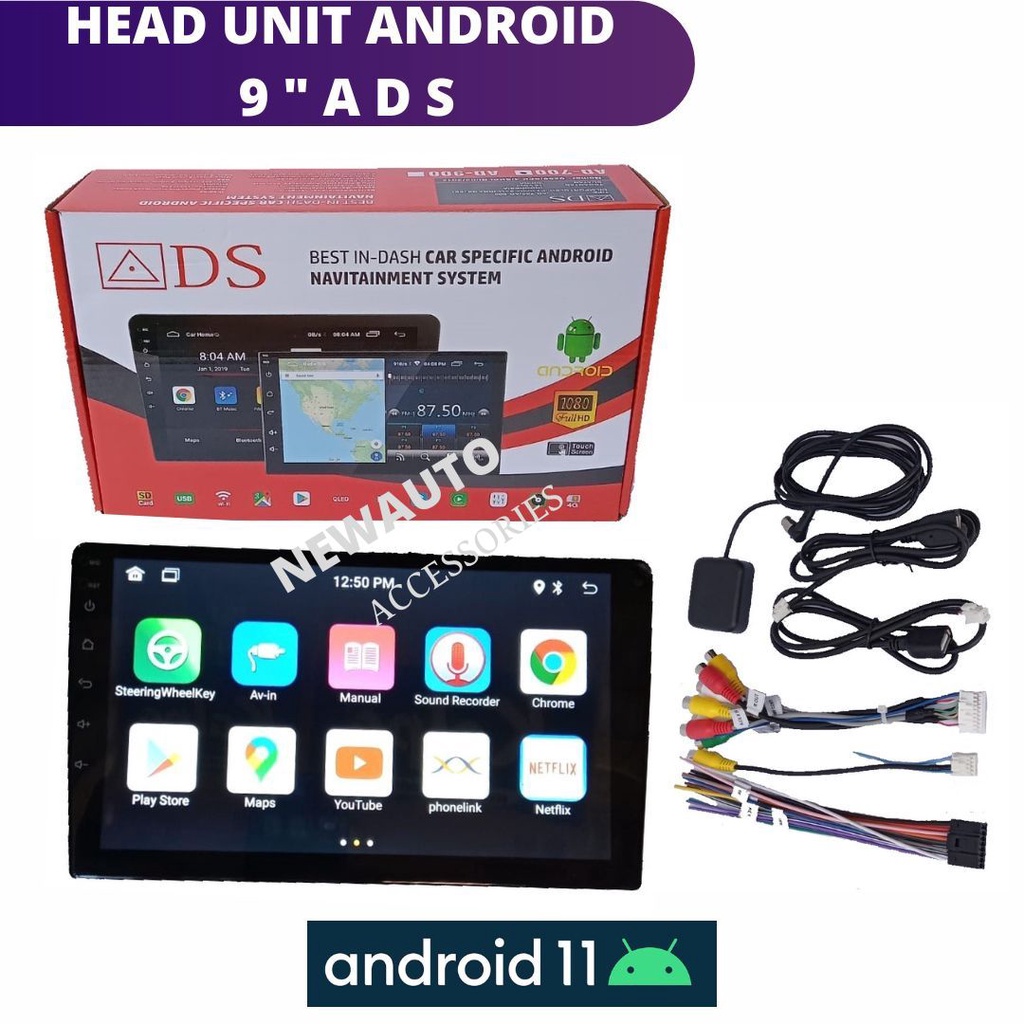 Jual head unit android ram 2gb 9 inch android 9" ads | Shopee Indonesia