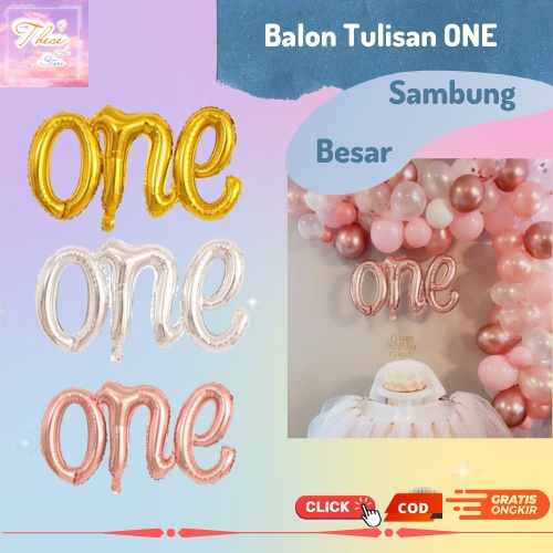 Jual Balon huruf foil Tulisan ONE Sambung first birtday party ulang ...