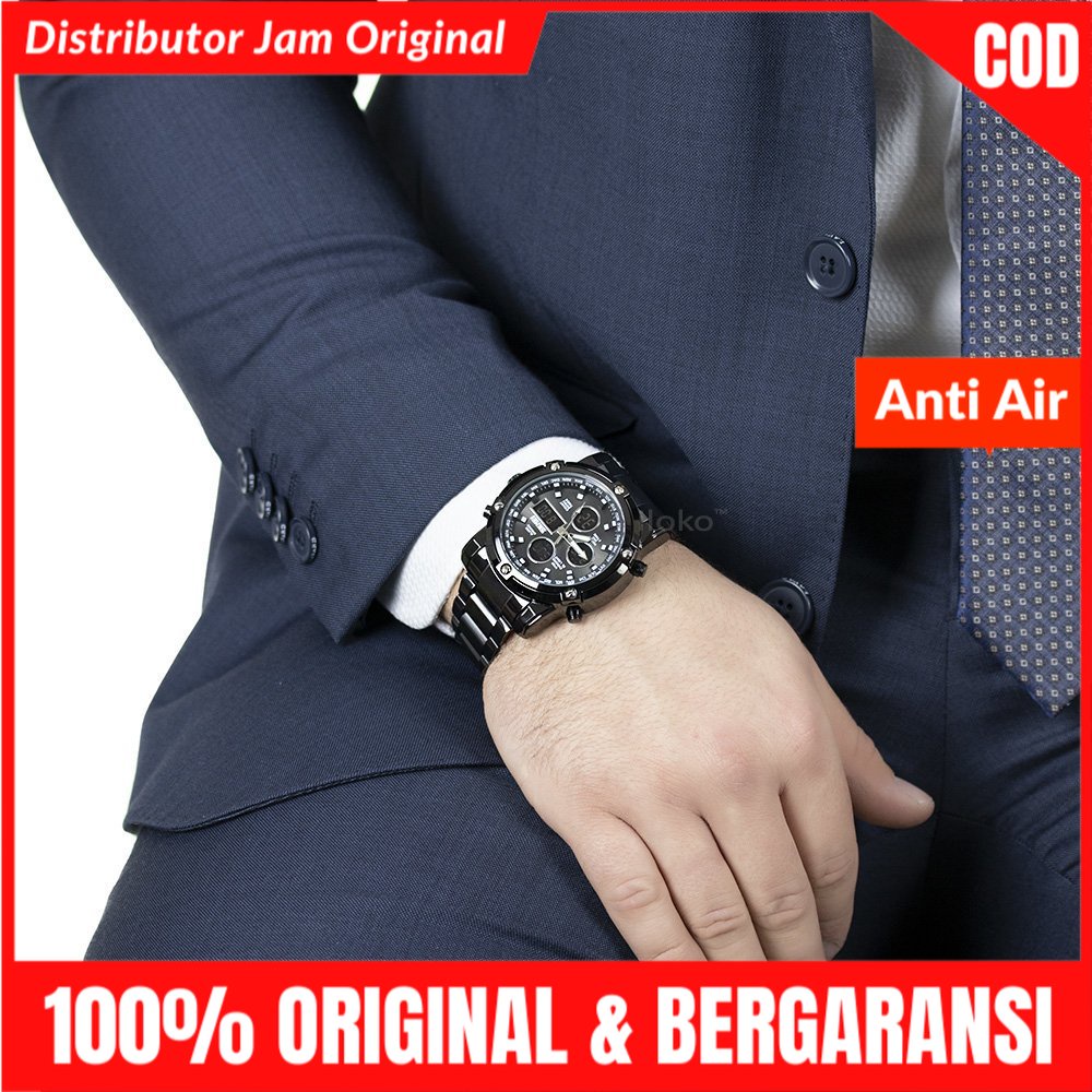 Jual Jam Tangan Pria Rantai Original Dual Time Anti Air SKMEI 1389 ...