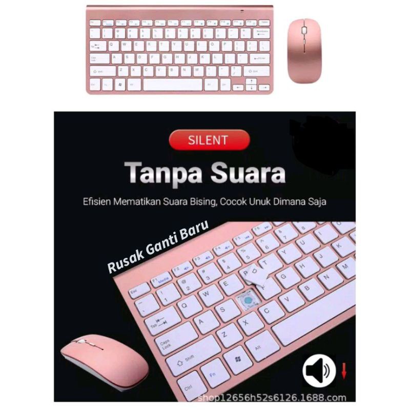 Jual Paket Keyboard Wireless Mouse Wireless Silent Desain Ultrathin Elegan Slim Android Hp Smart