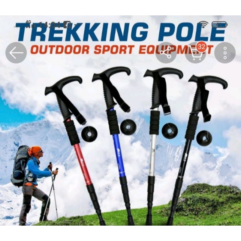 Jual trekking pole tracking poll tongkat gunung gagang L 115 cm ...