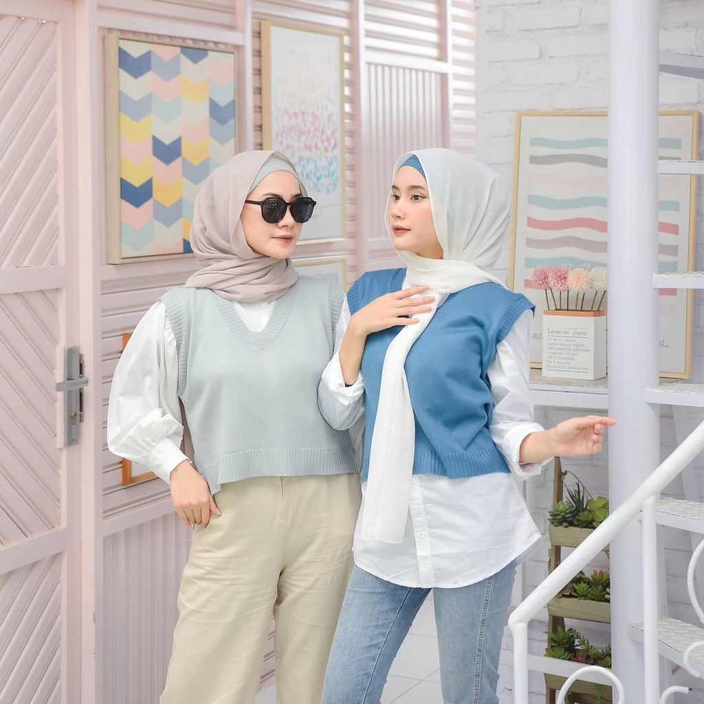Jual Rompi Rajut Wanita Polos Crop Outer BANDANA VEST | Shopee Indonesia