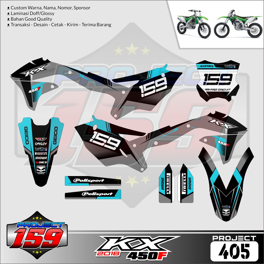 Jual Sticker Decal KX 450 F 2018 - Project 405 MotoX Livery Tosca ...
