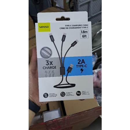Jual Miniso charging cable 3 in 1 Type - C 2A | Shopee Indonesia
