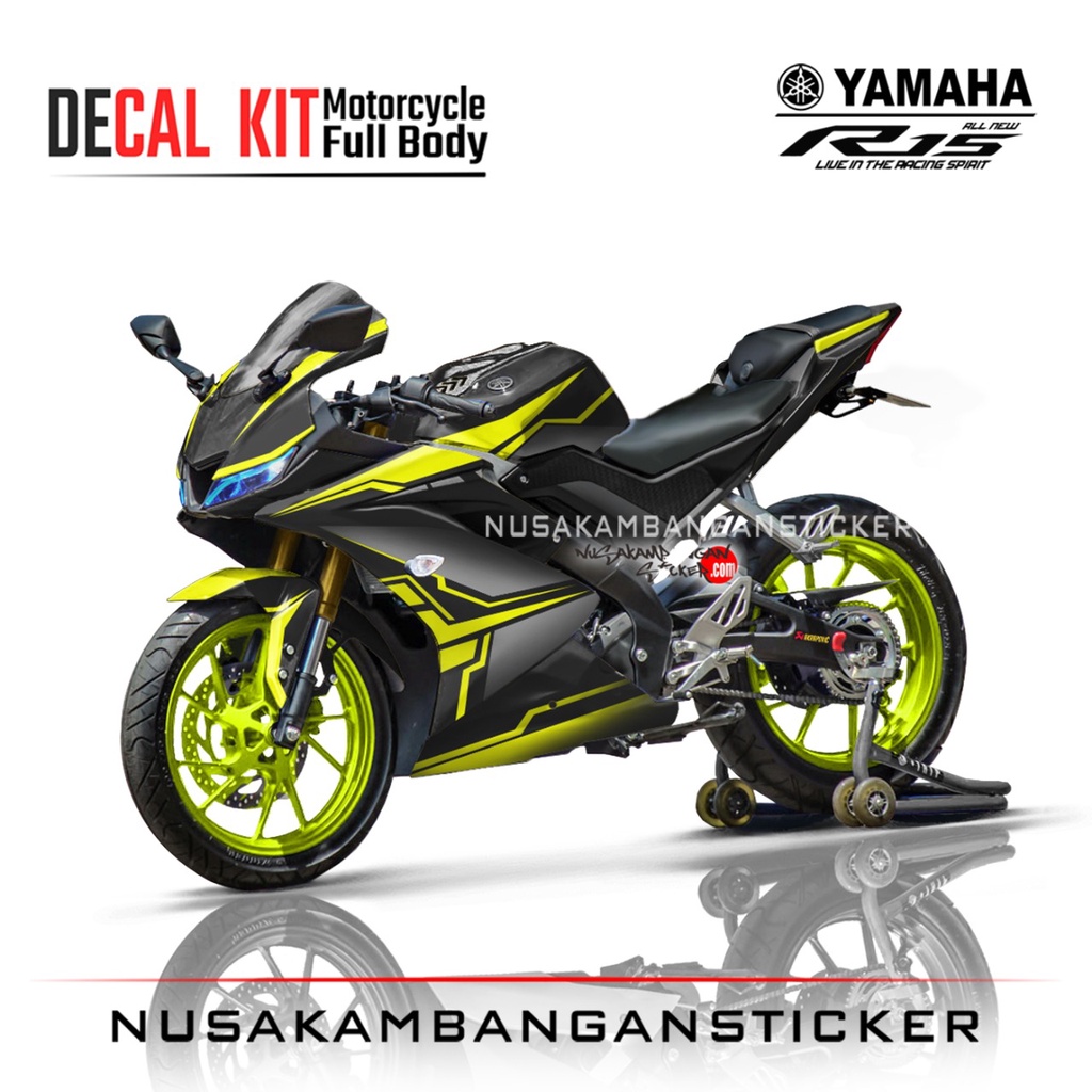 Jual Stiker R15 V3 Graphic Black Yelow fluo Stiker Full Body | Shopee ...