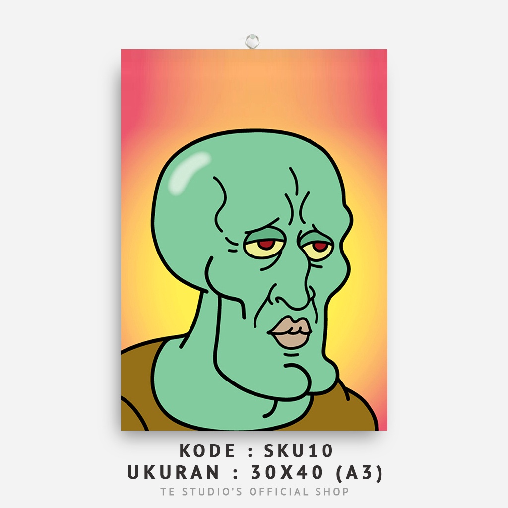 Jual Poster Lukisan Squidward Ukuran Besar A3 30x40cm Hiasan Dinding ...