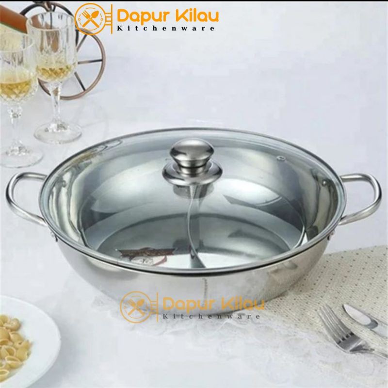 Jual Panci Shabu Shabu Steamboat 2 Sekat 28/30 cm | Shopee Indonesia
