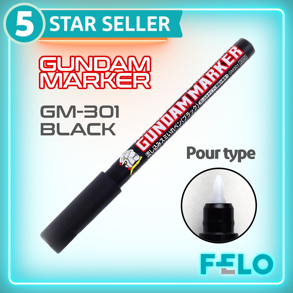 Jual GUNDAM MARKER BLACK GM301 POUR TYPE PANEL LINE CAT GUNDAM MOKIT ...