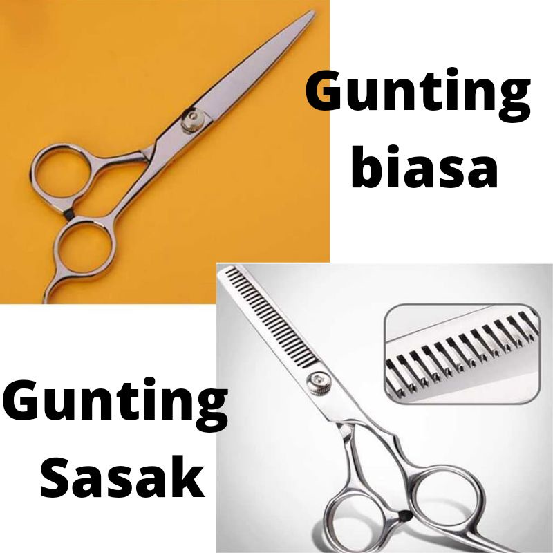 Jual Gunting Rambut Full Stainless Steel model sasak dan lurus | Shopee ...