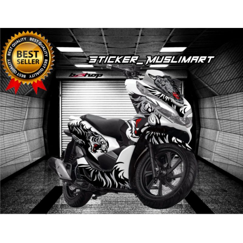 Jual Decal Sticker PCX 150 motif macan putih variasi Full body Fullset ...