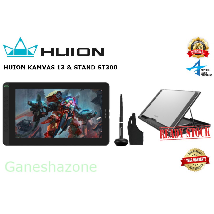 Jual Huion Kamvas 13 Drawing Pen Display - Bundle ST300 | Shopee Indonesia
