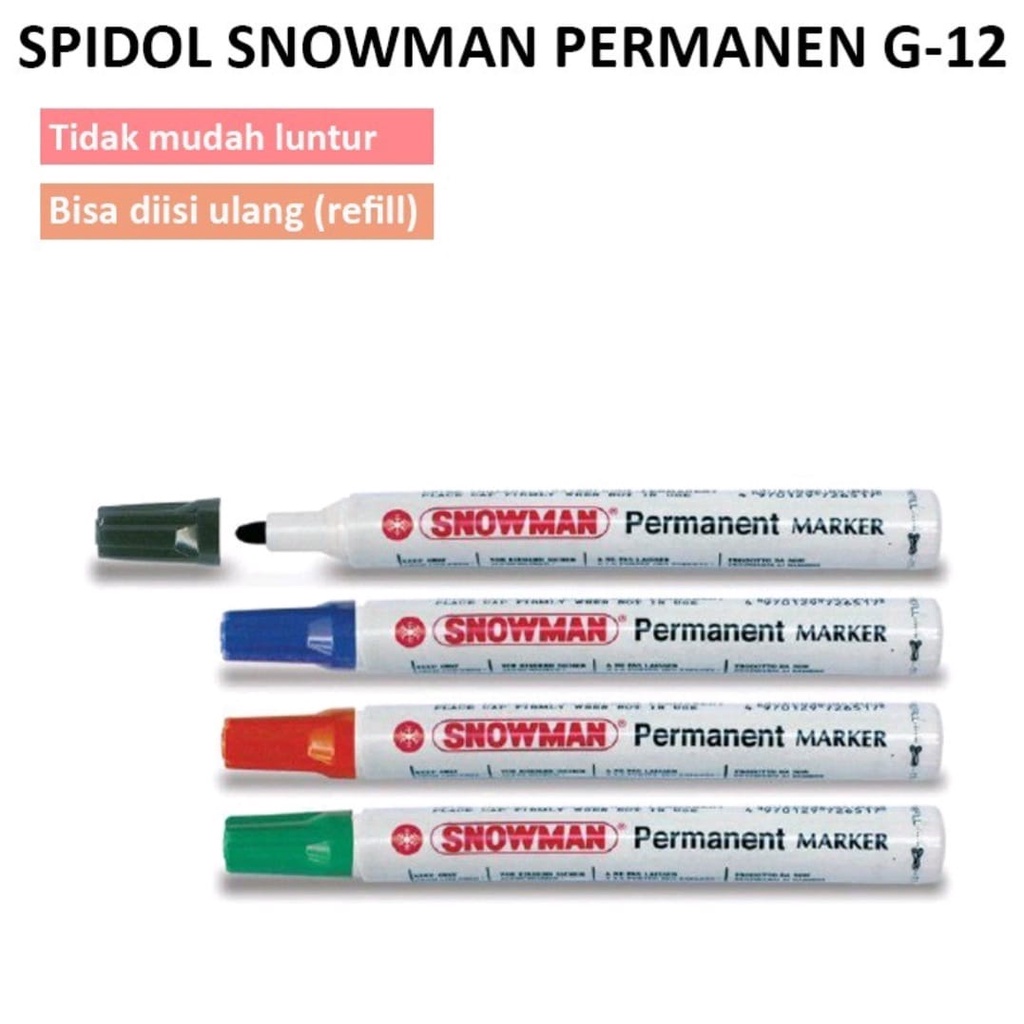 Jual Spidol Snowman Whiteboard Permanen / Spidol Snowman Permanen (G-12) | Shopee Indonesia