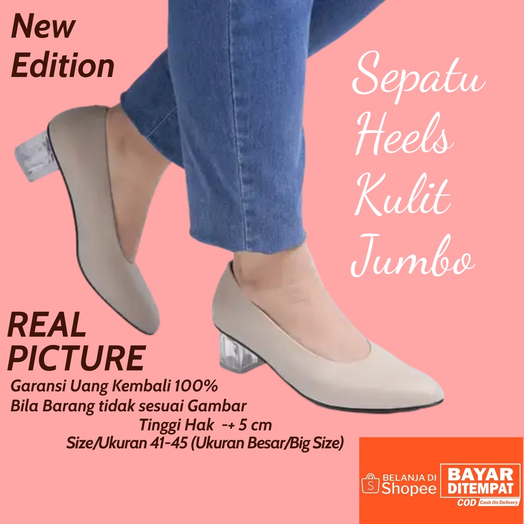 Jual Zavatu Sepatu Heels Kantor Wanita Ukuran Besar Model Hak Kaca Tipe ...