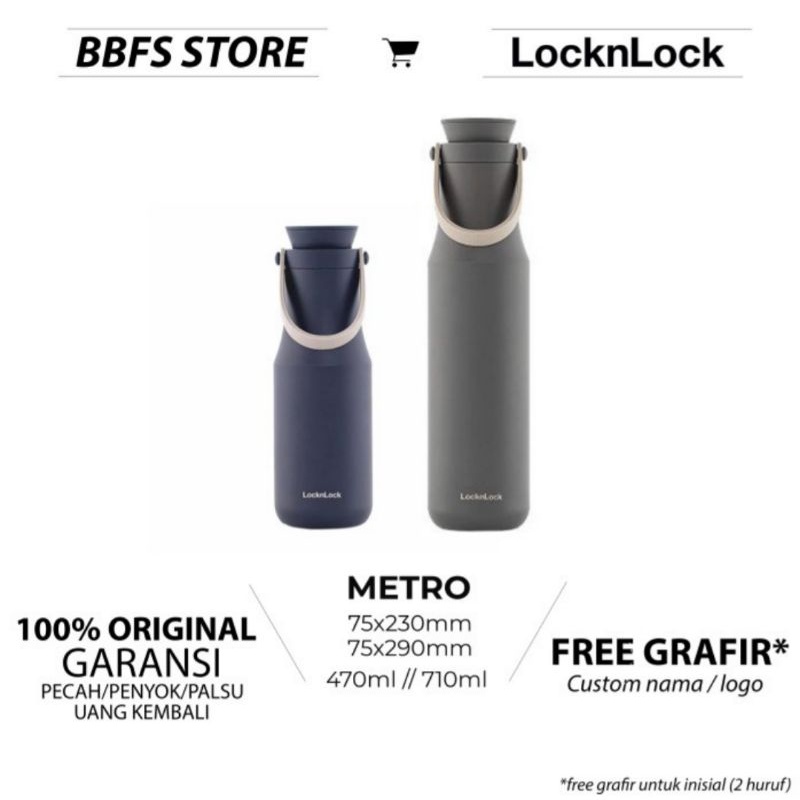 Jual Lock n Lock Metro Double Tumbler 470ml Navy / 710ml Grey Botol ...