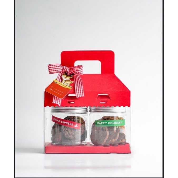 Jual (Min 5Pcs) Souvenir Transparent Box 2 Jars - Kotak Kue Hampers ...