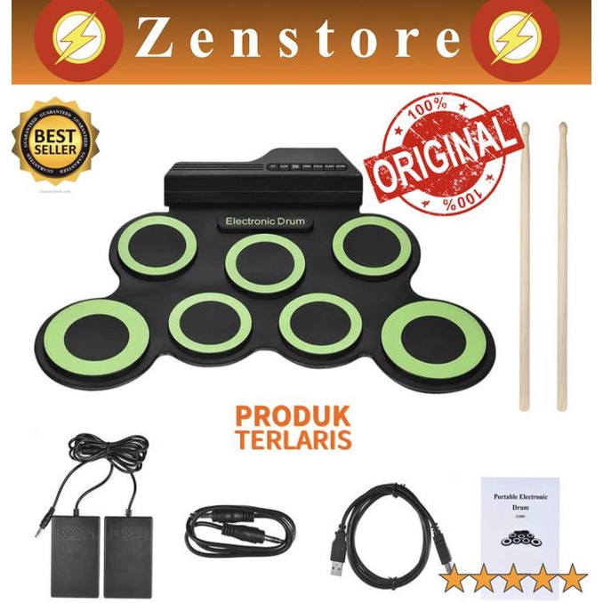 Jual Drum Elektrik Drum Electric Portable Electronic Kit 7 Pads Merk ...