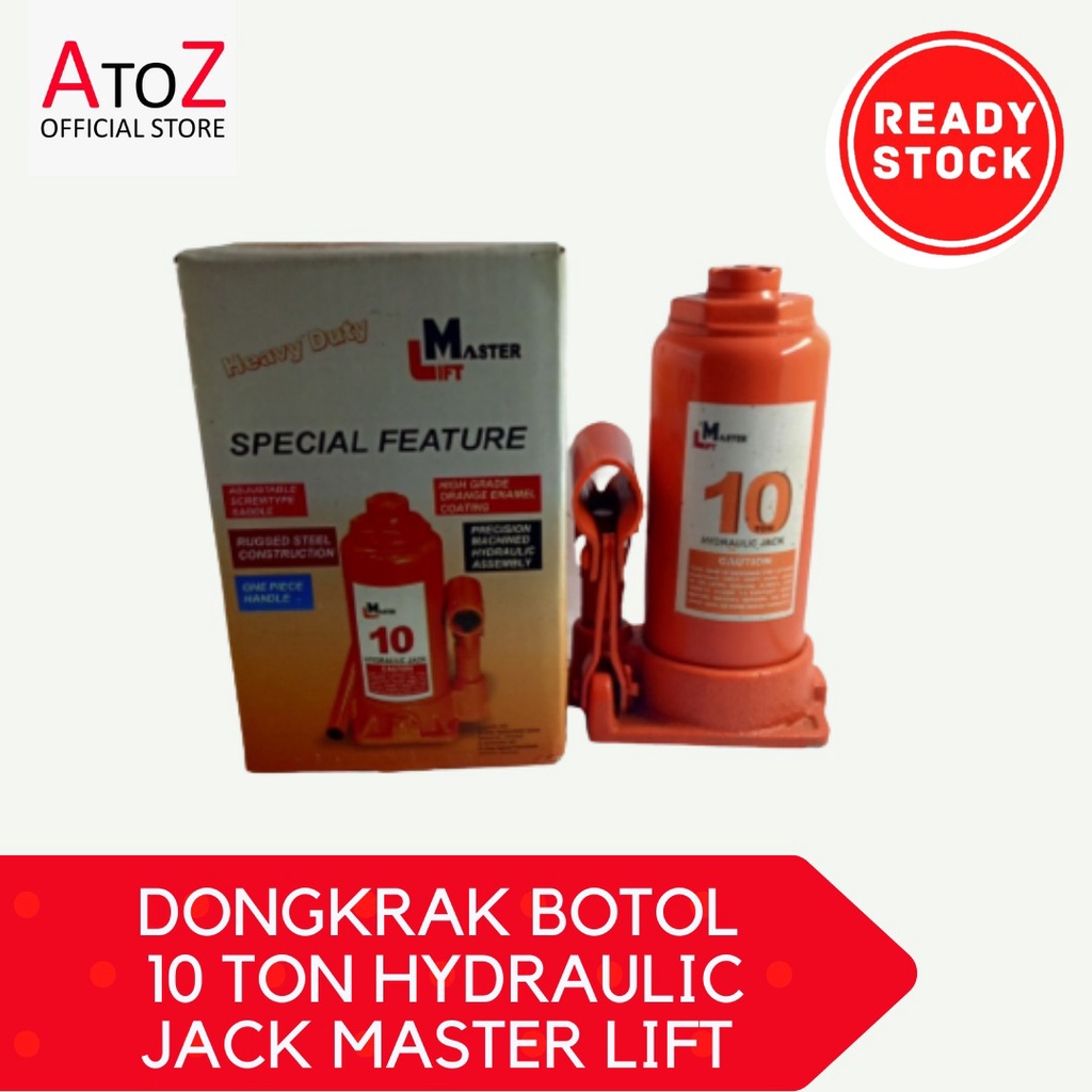 Jual DONGKRAK BOTOL KOTAK ORANGE 10 TON HYDRAULIC JACK MASTER LIFT ...
