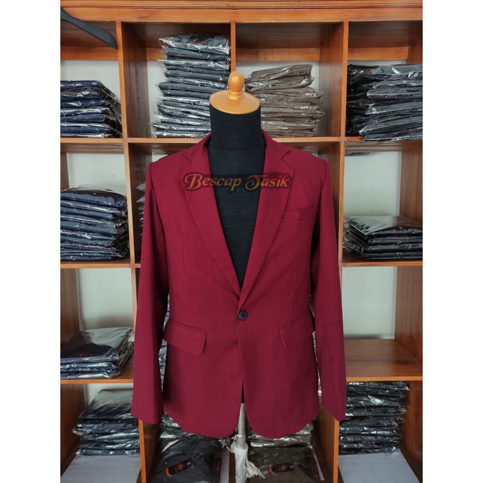 Jual Jas Blazer Maroon Jas Resmi Jas Nikah Blazer Pria Jas Formal Jas ...