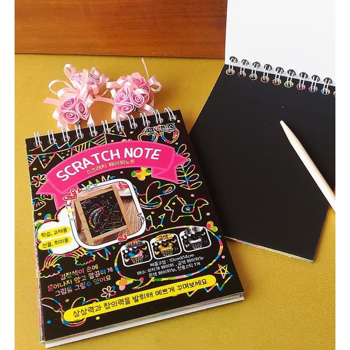 Jual RAINBOW Scratch Note / Memo Kecil Hitam 17x11 cm + Wooden Stick ...