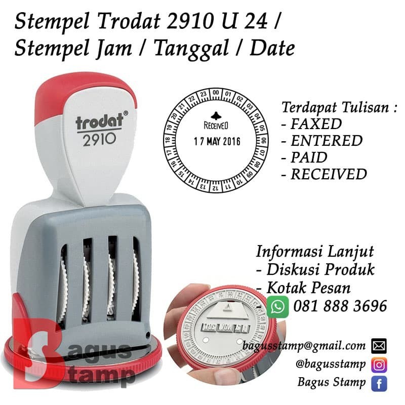 Jual Stempel Trodat 2910 U24 Stempel Jam Tanggal Date Custom | Shopee ...