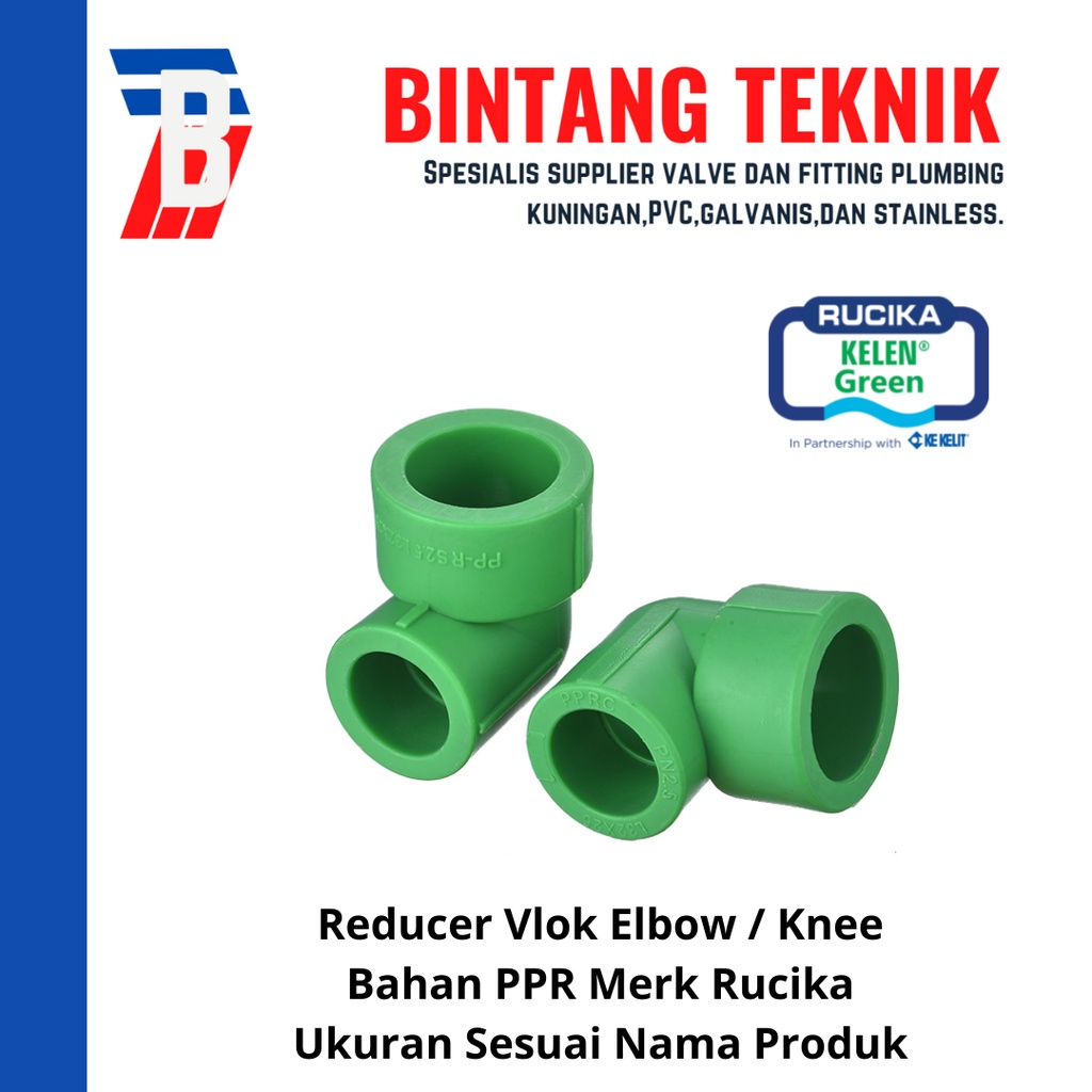 Jual Reducer Vlok Elbow / Knee PPR 3/4" x 1/2" (25 x 20 mm) Rucika ...