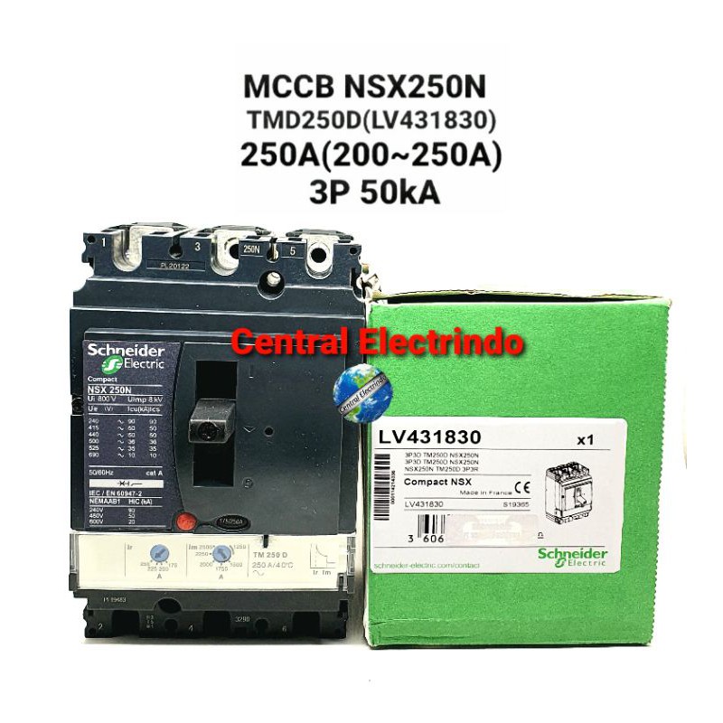 Jual MCCB NSX250N 3P 250A(200~250A) TMD250D LV431830 50kA. | Shopee ...