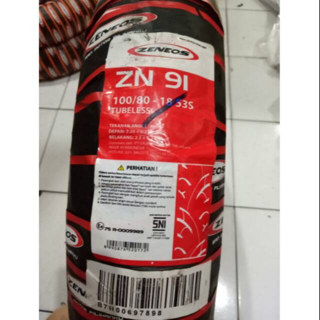 Jual Ban Zeneos 100/80-18 ZN91 Tubeless Produksi Gajah Tunggal | Shopee ...