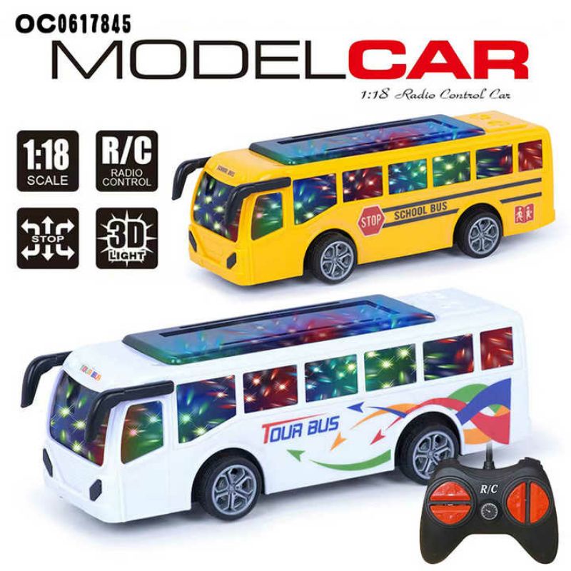 Jual Mainan Remote Control Bus 3d Light Mobil Bus Remote Control 1:18 Kuning Putih | Shopee ...