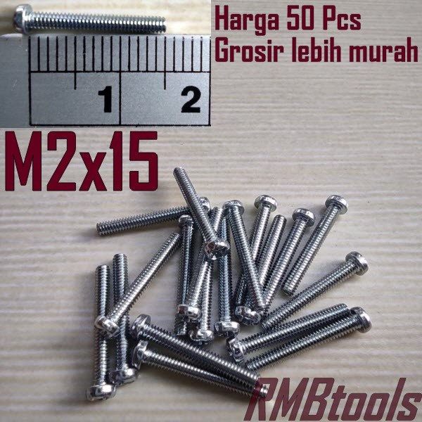 Jual (50pcs) M2x15 Baut JP Pentol Pan Machine Screw Obeng Plus + GALVANIS PUTIH M2 | Shopee ...