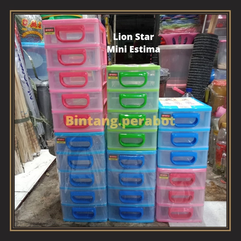 Jual Lion Star Estima Mini Container Susun 3 4 5 / Laci Kabinet Mini ...