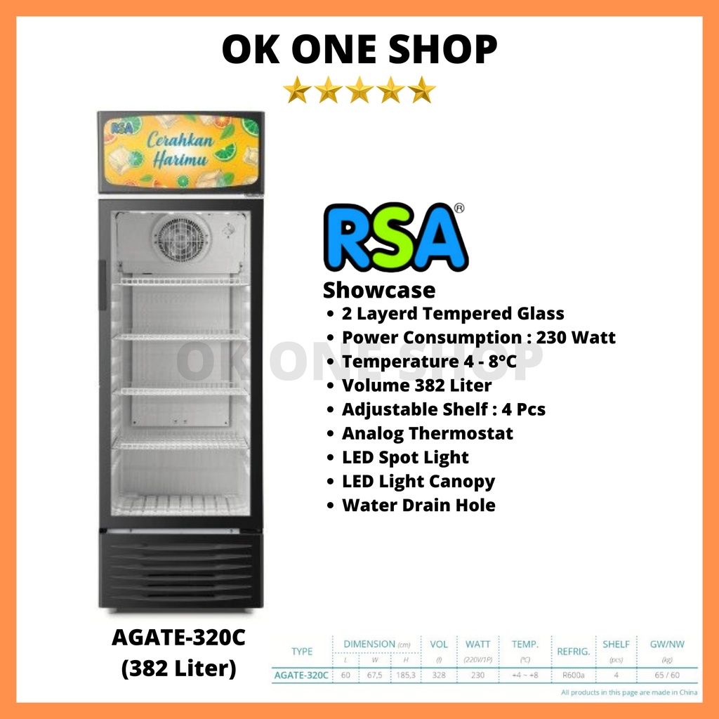 Jual RSA Showcase Display Cooler AGATE-320C / AGATE 320 C | Shopee Indonesia